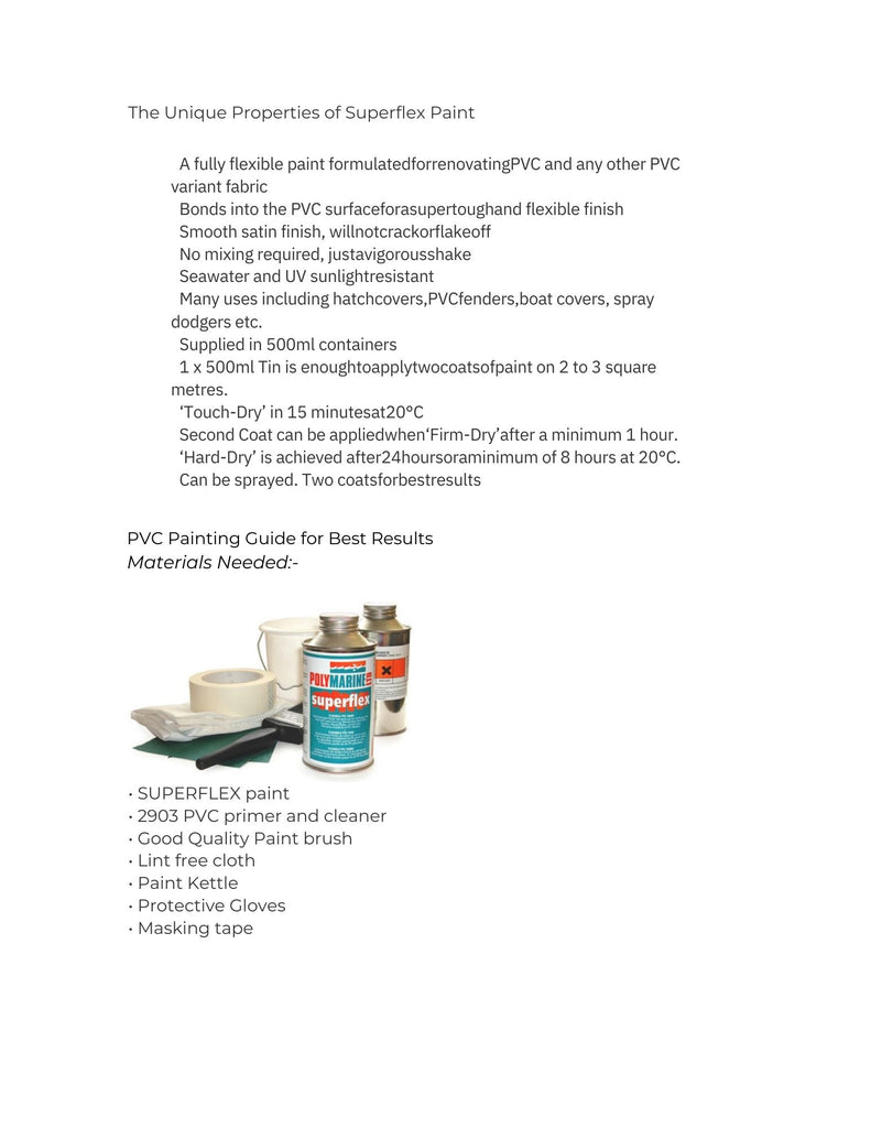SUPERFLEX PVC PAINT – 500ML – Polymarine Online